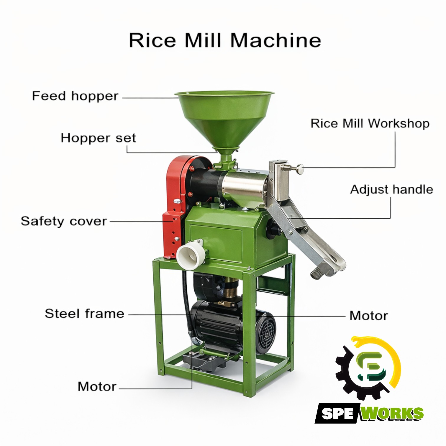 Household Domestic Rice Mill Machine With 3HP Motor - S P Engineering Works